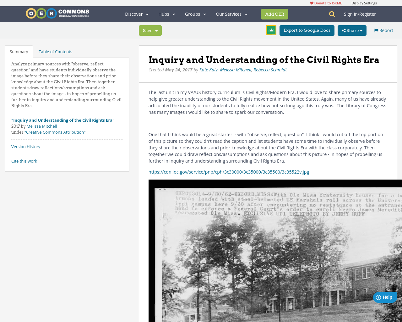 Inquiry and Understanding of the Civil Rights Era | OER Commons
