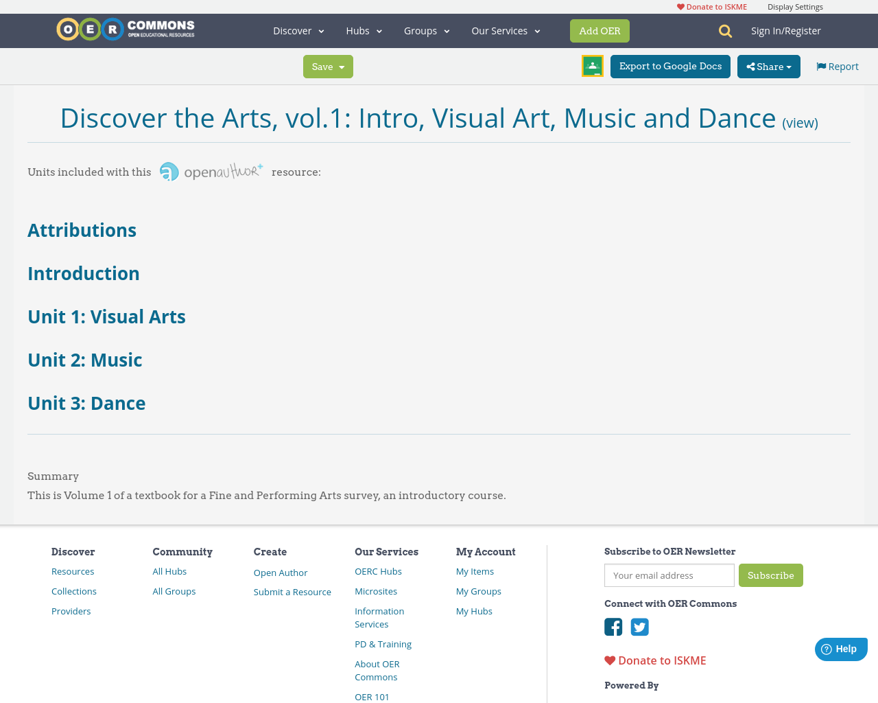 Discover the Arts, vol.1: Intro, Visual Art, Music and Dance | OER Commons