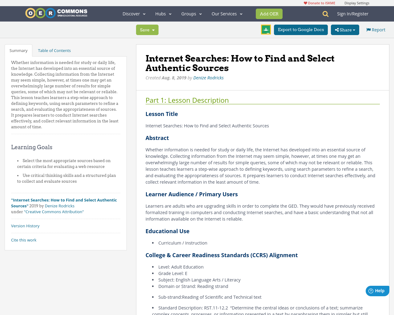 Internet Searches: How to Find and Select Authentic Sources | OER Commons