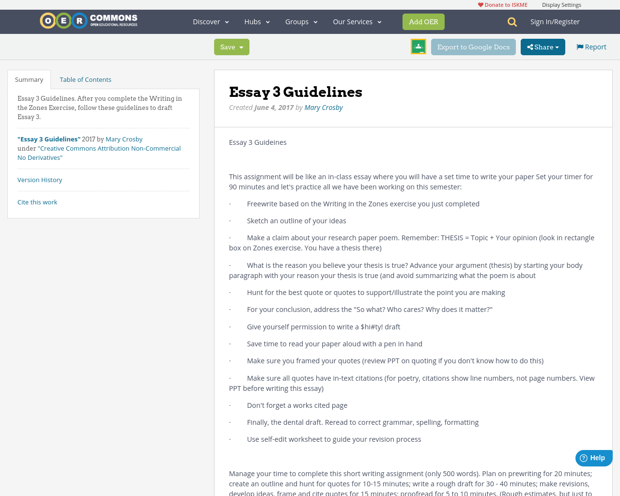 Essay 3 Guidelines | OER Commons
