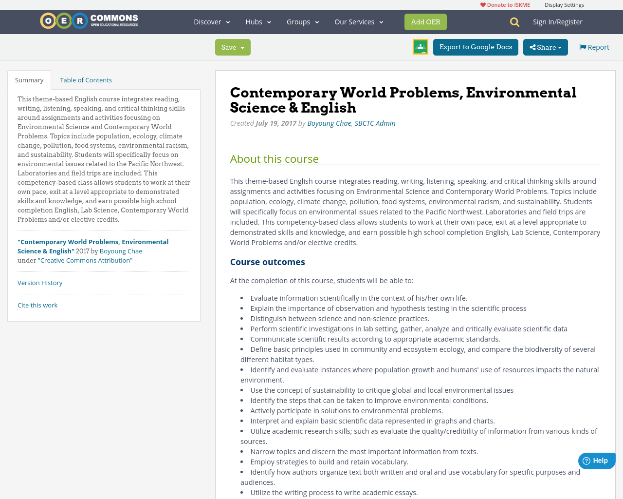 Contemporary World Problems, Environmental Science & English | OER Commons