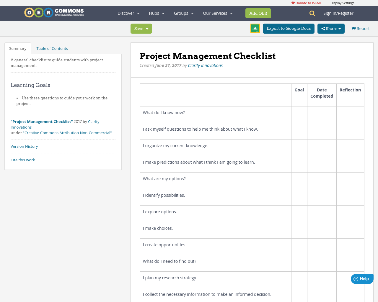 Project Management Checklist | OER Commons