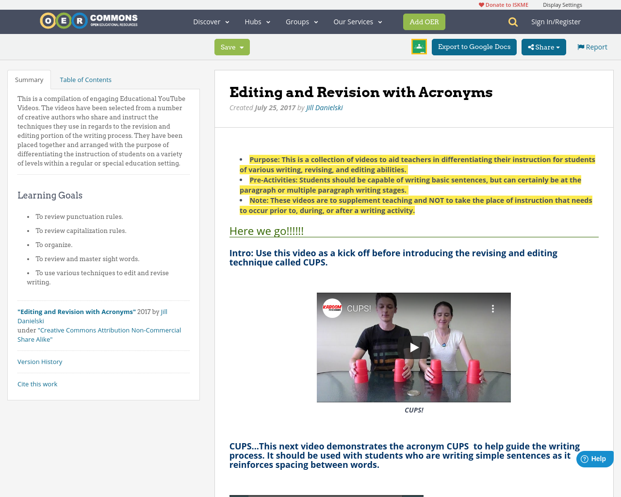 Editing and Revision with Acronyms | OER Commons