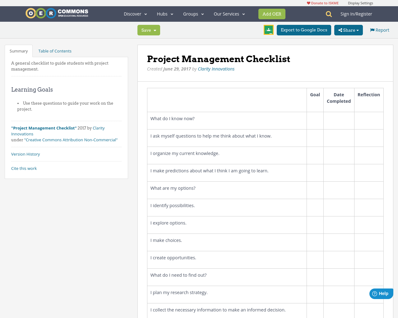 Project Management Checklist | OER Commons