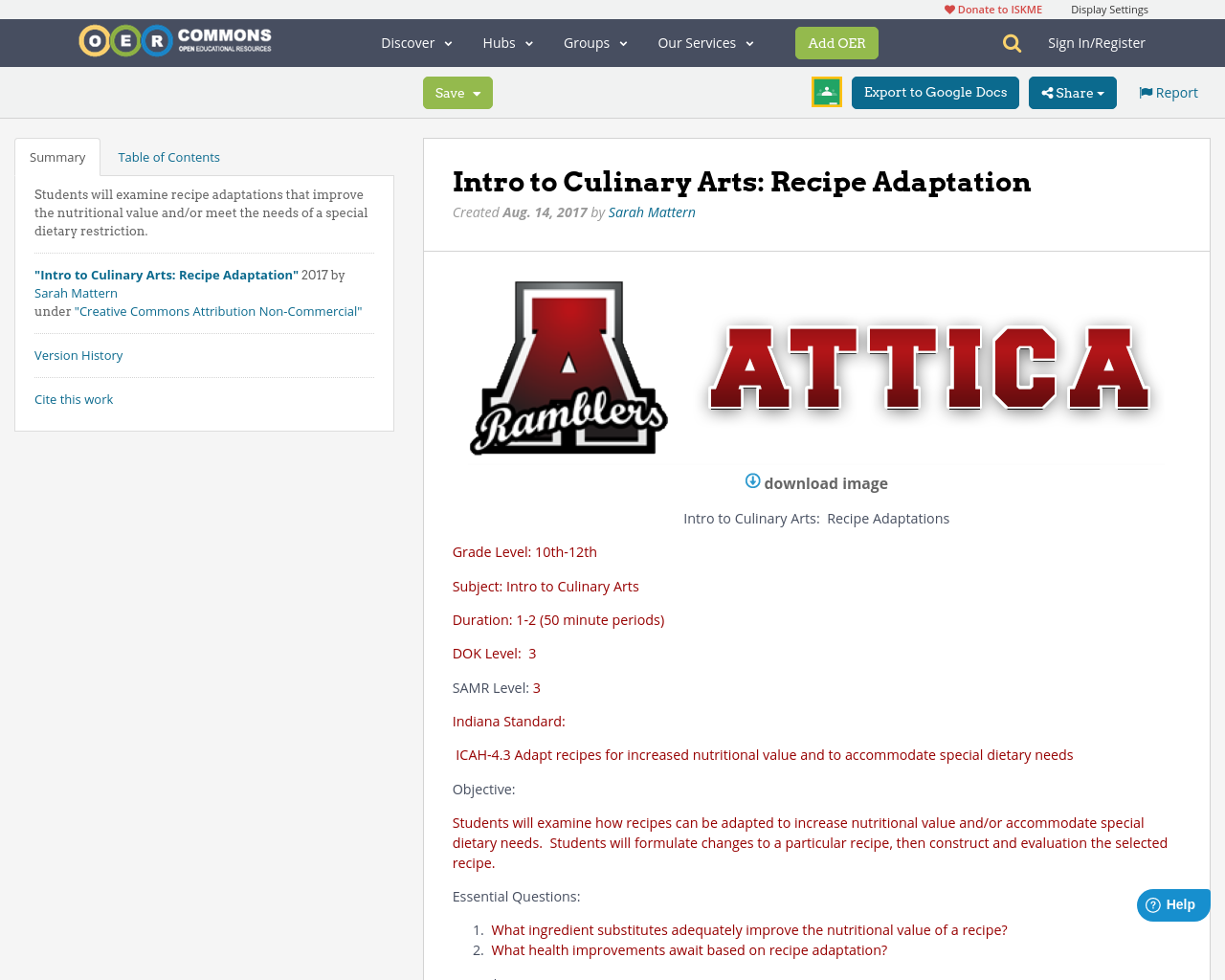 Intro to Culinary Arts: Recipe Adaptation | OER Commons