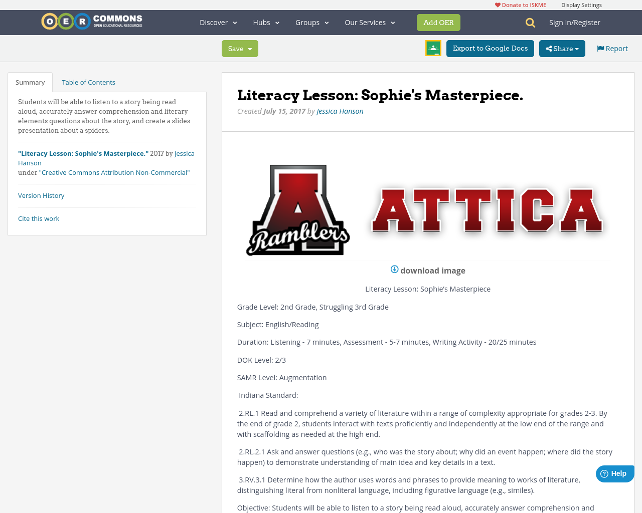 Literacy Lesson: Sophie's Masterpiece. | OER Commons