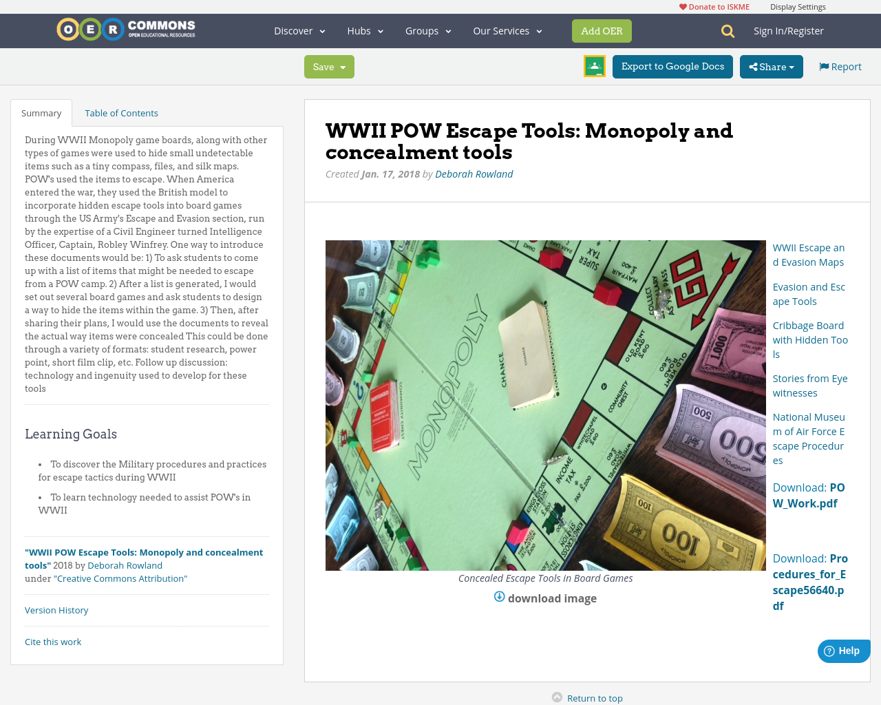 WWII POW Escape Tools: Monopoly and concealment tools | OER Commons