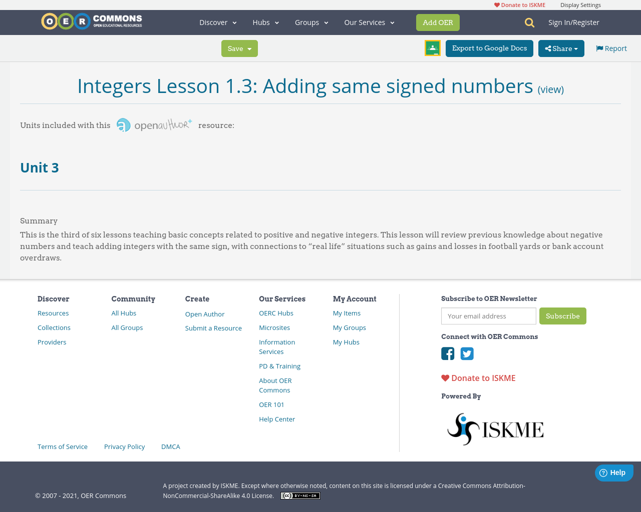 Integers Lesson 1.3: Adding same signed numbers | OER Commons