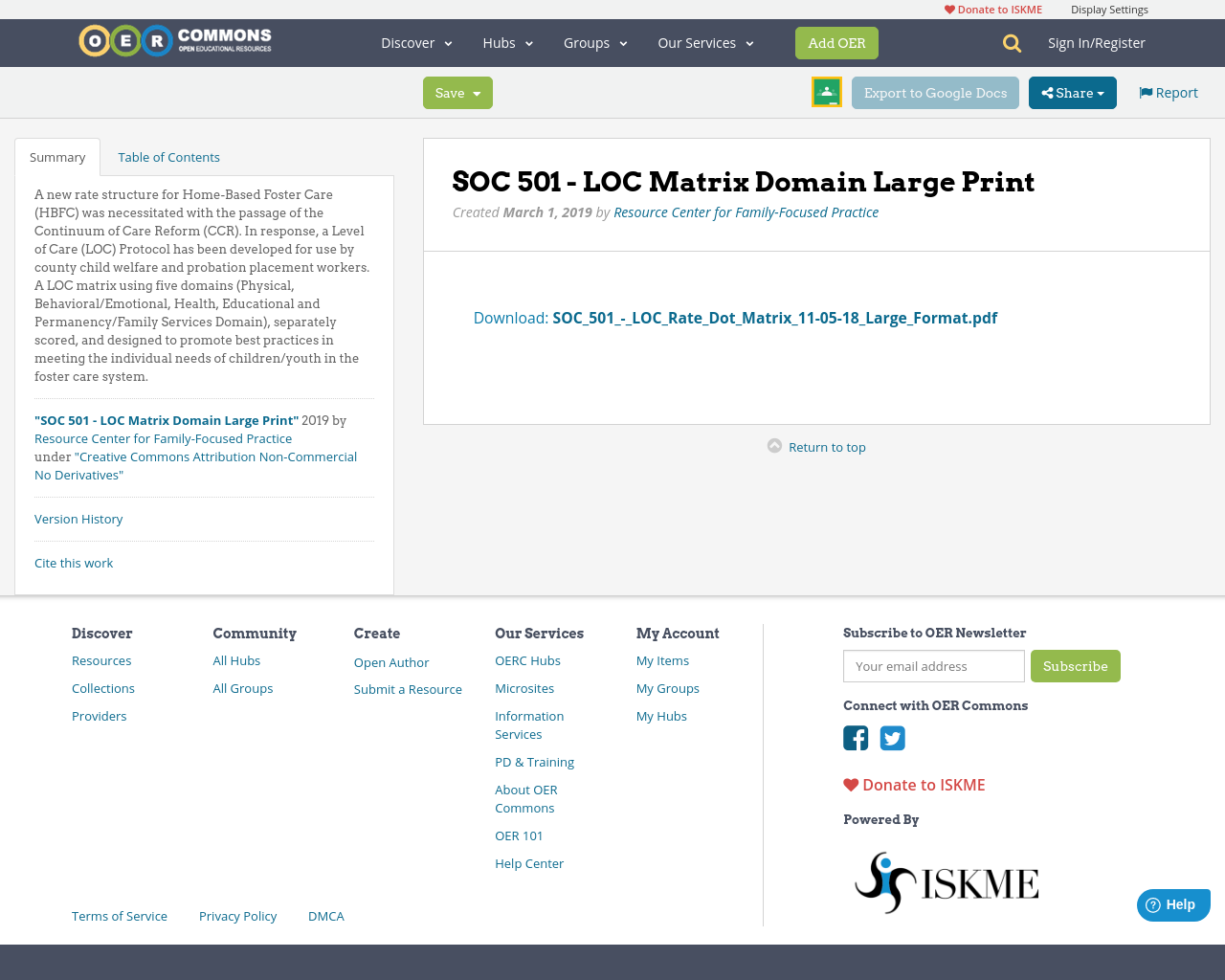 SOC 501 - LOC Matrix Domain Large Print | OER Commons