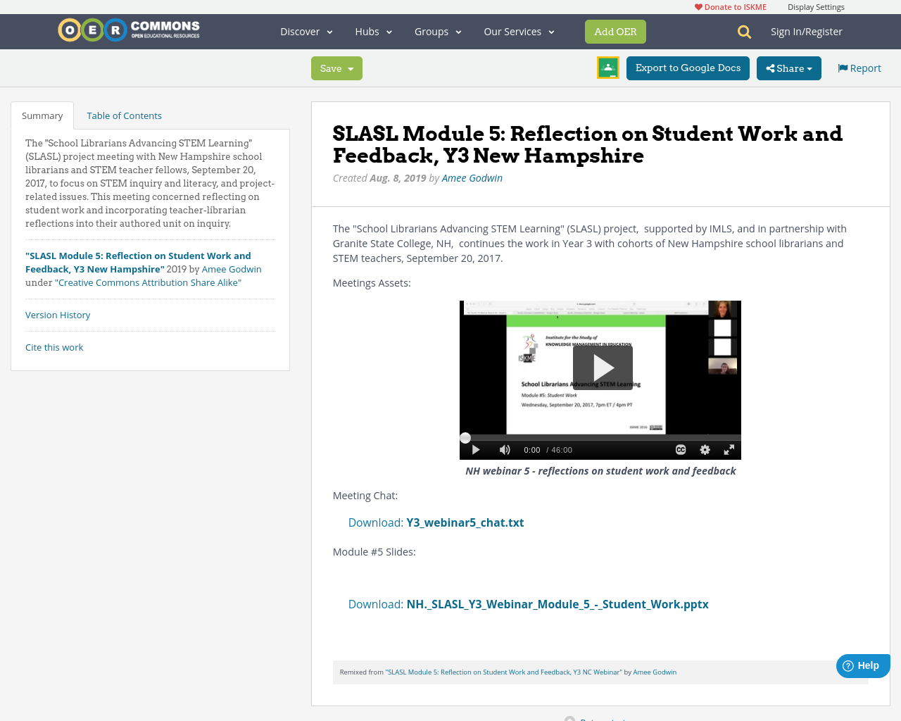 SLASL Module 5: Reflection on Student Work and Feedback, Y3 New Hampshire | OER Commons