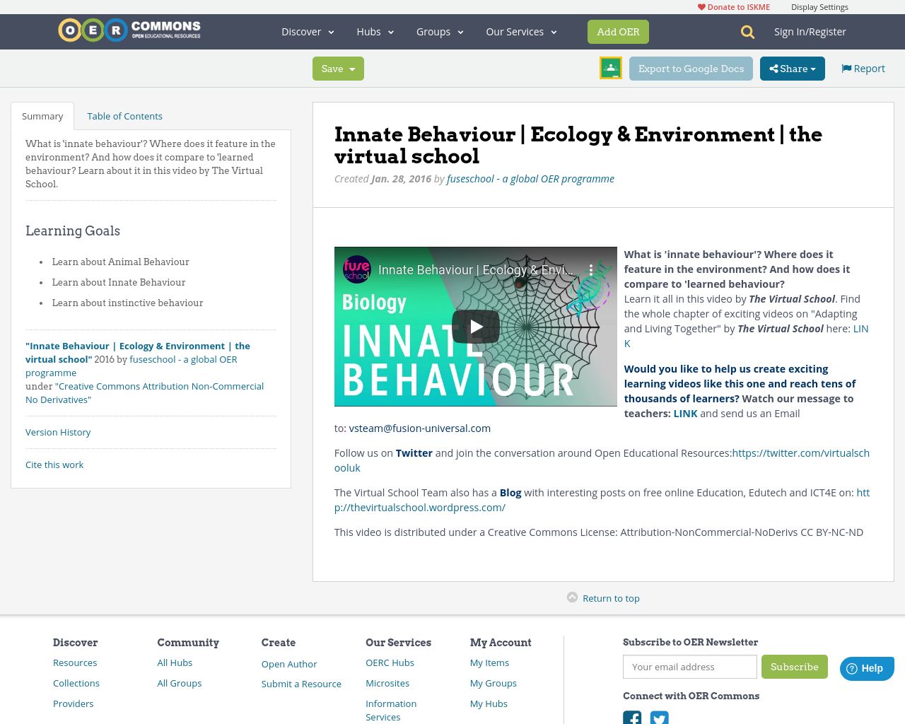 Innate Behaviour Ecology And Environment The Virtual School Oer Commons