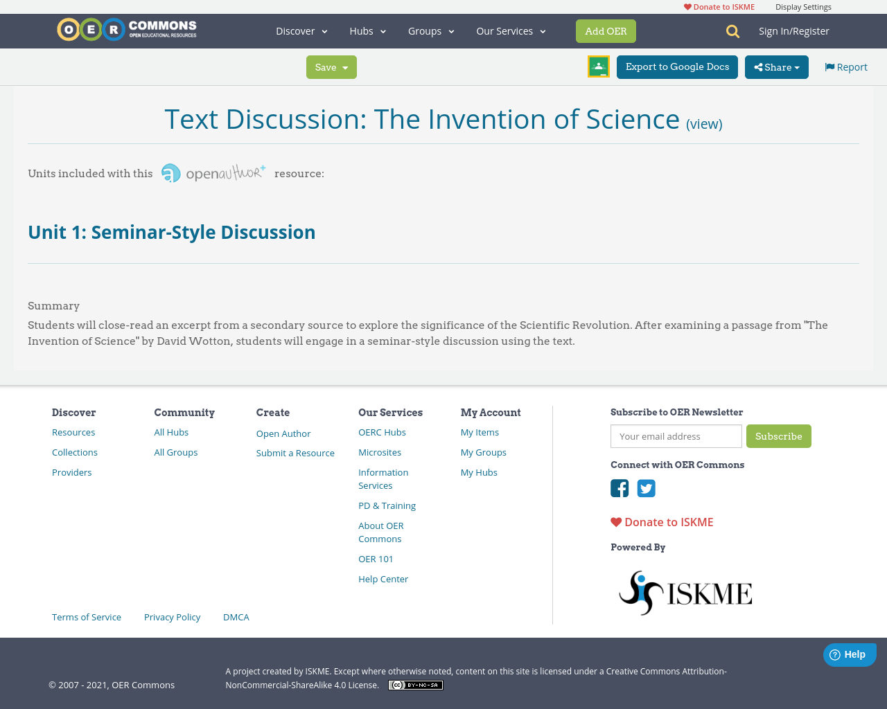 Text Discussion: The Invention of Science | OER Commons