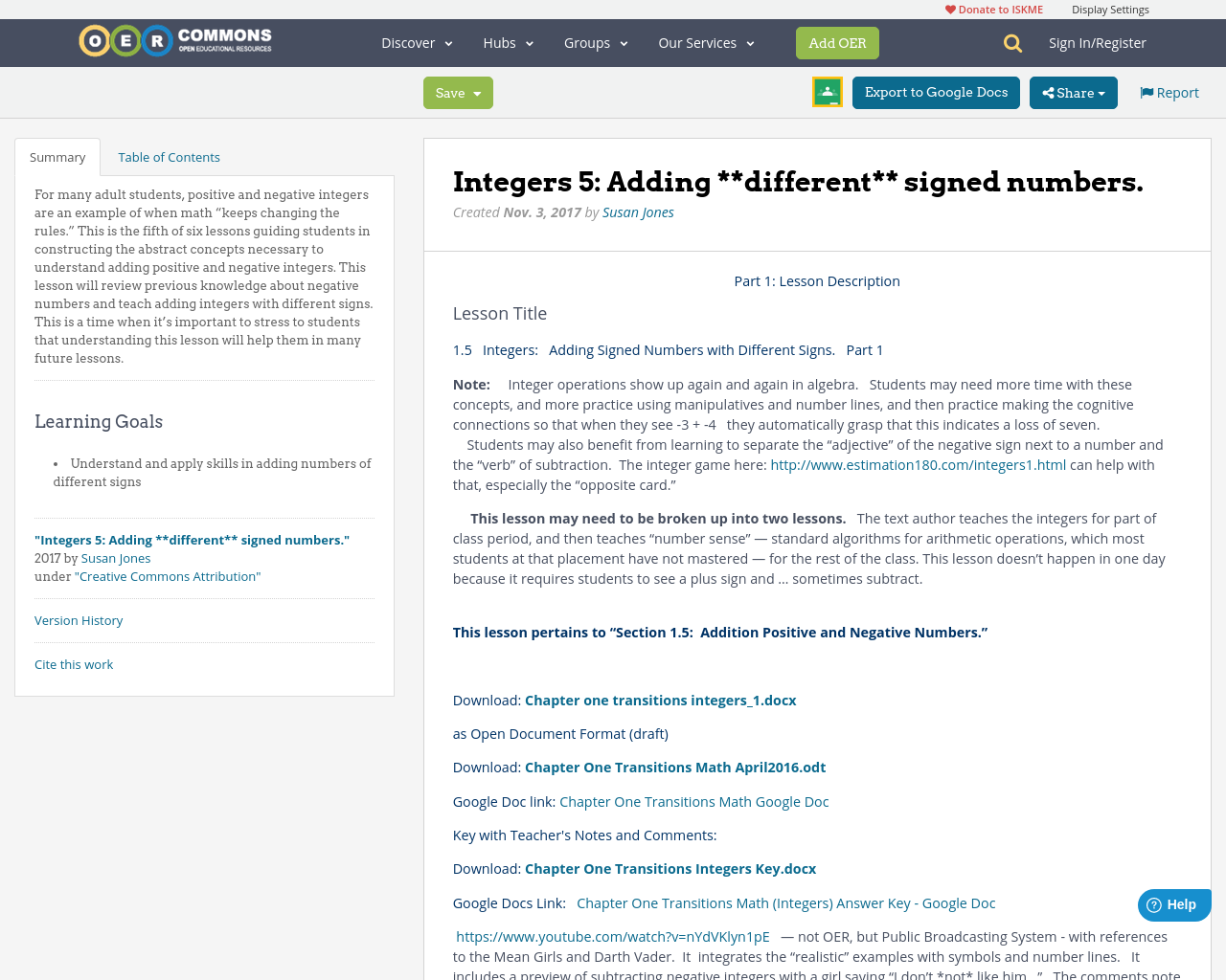 Integers 5: Adding **different** signed numbers. | OER Commons