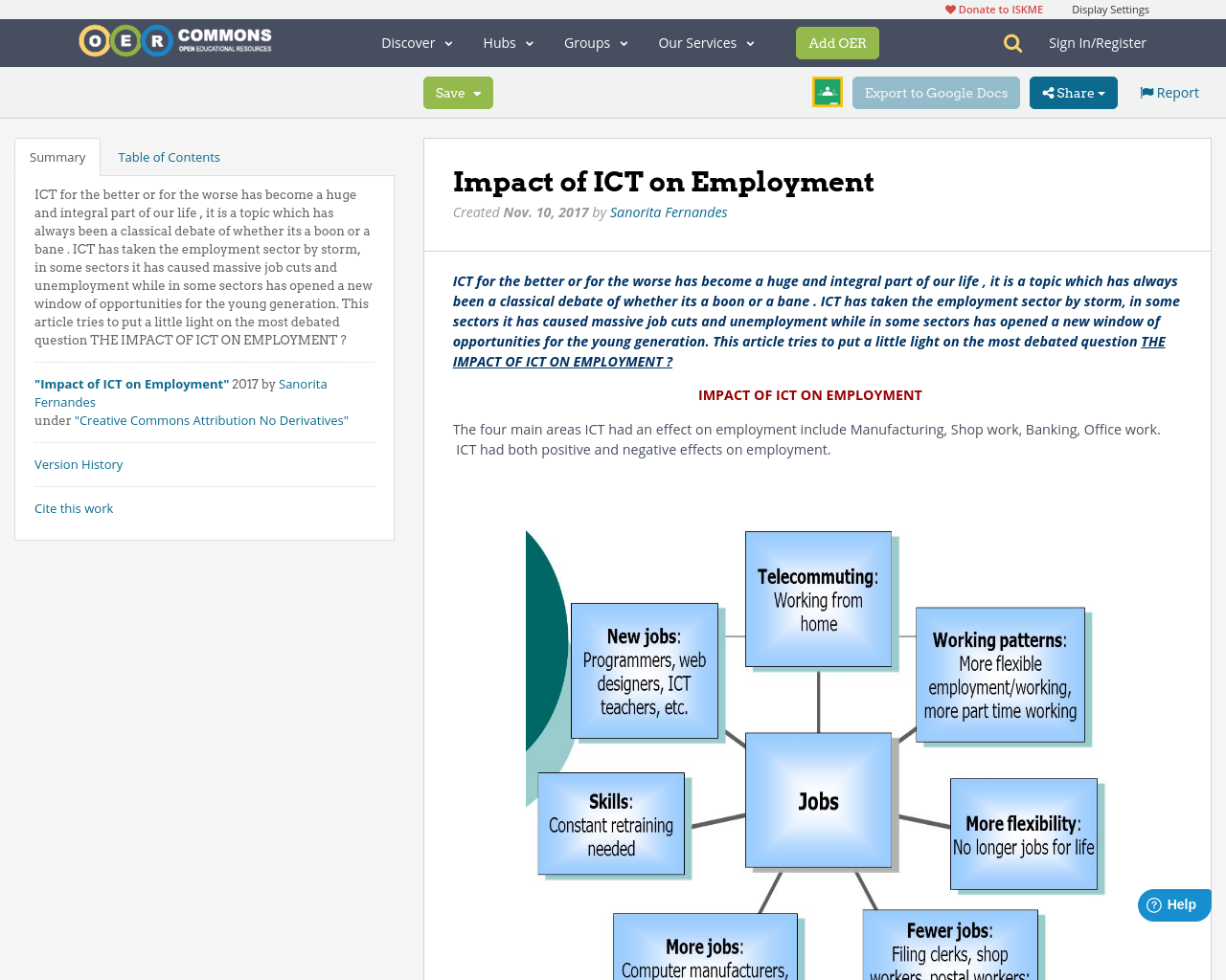 Impact of ICT on Employment | OER Commons