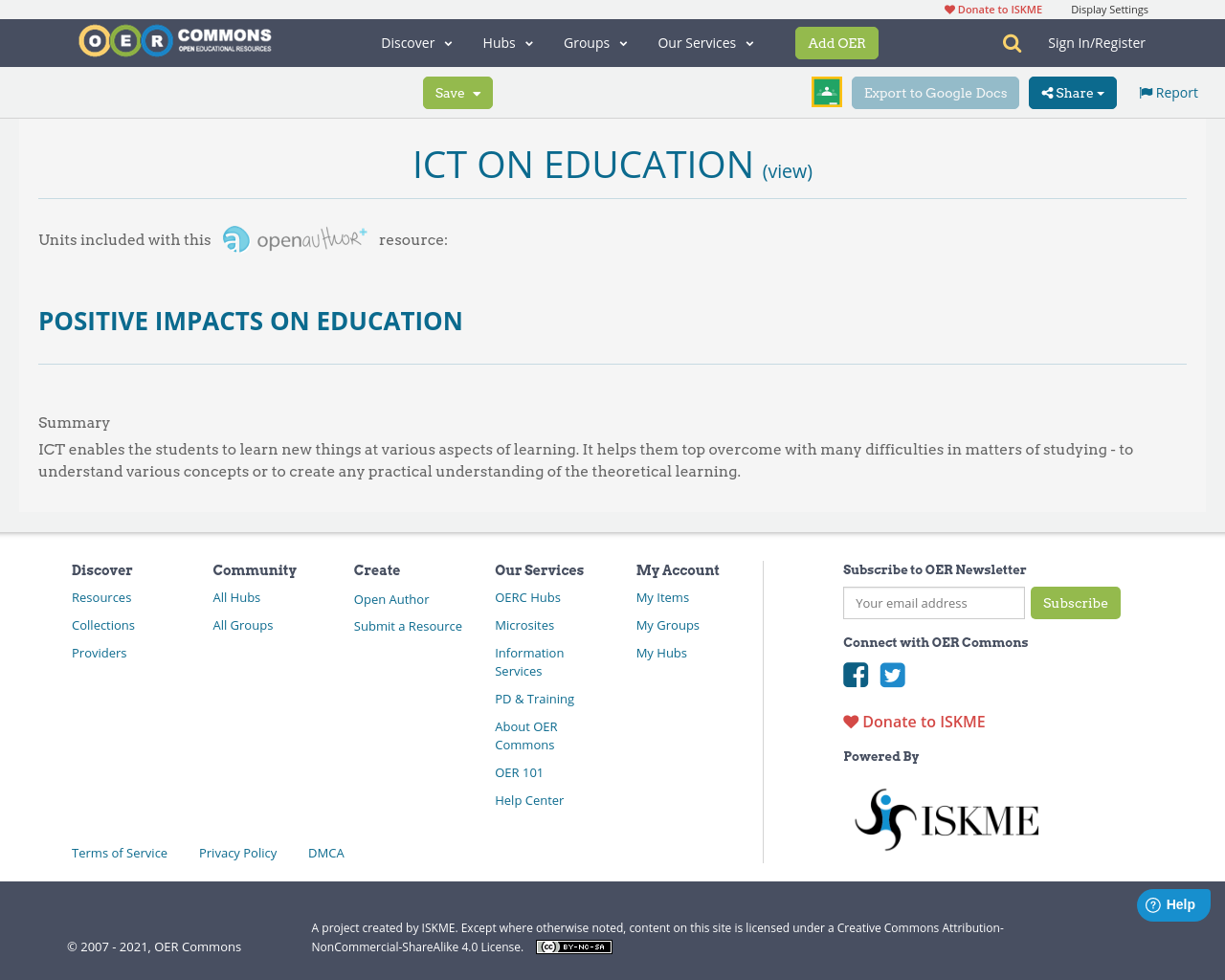 ICT ON EDUCATION | OER Commons