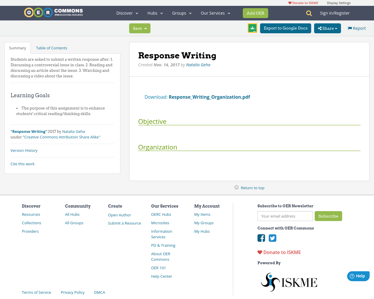 Response Writing | OER Commons