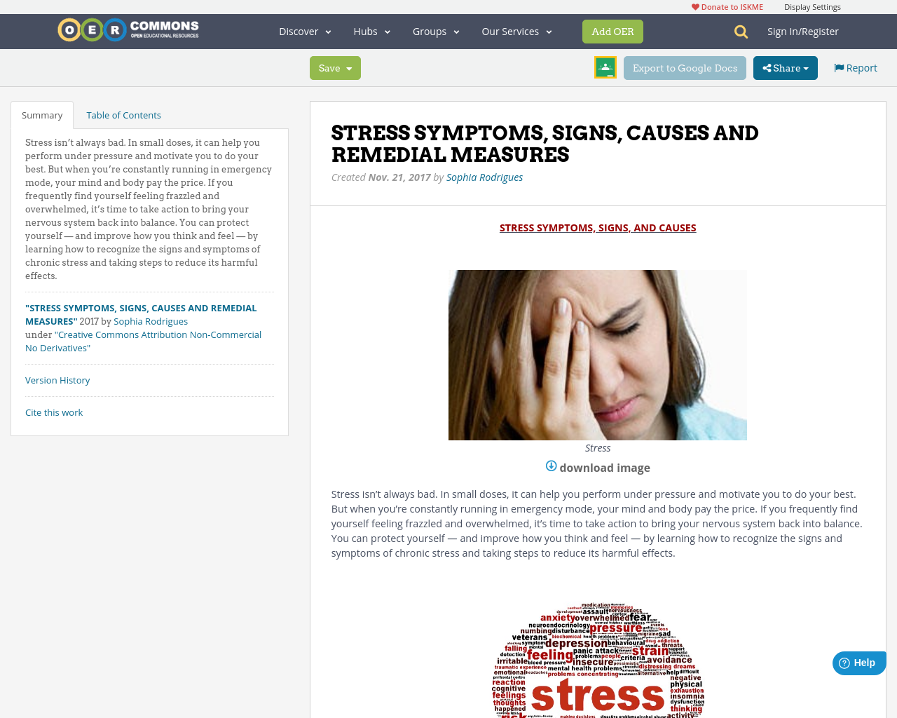 STRESS SYMPTOMS, SIGNS, CAUSES AND REMEDIAL MEASURES | OER Commons