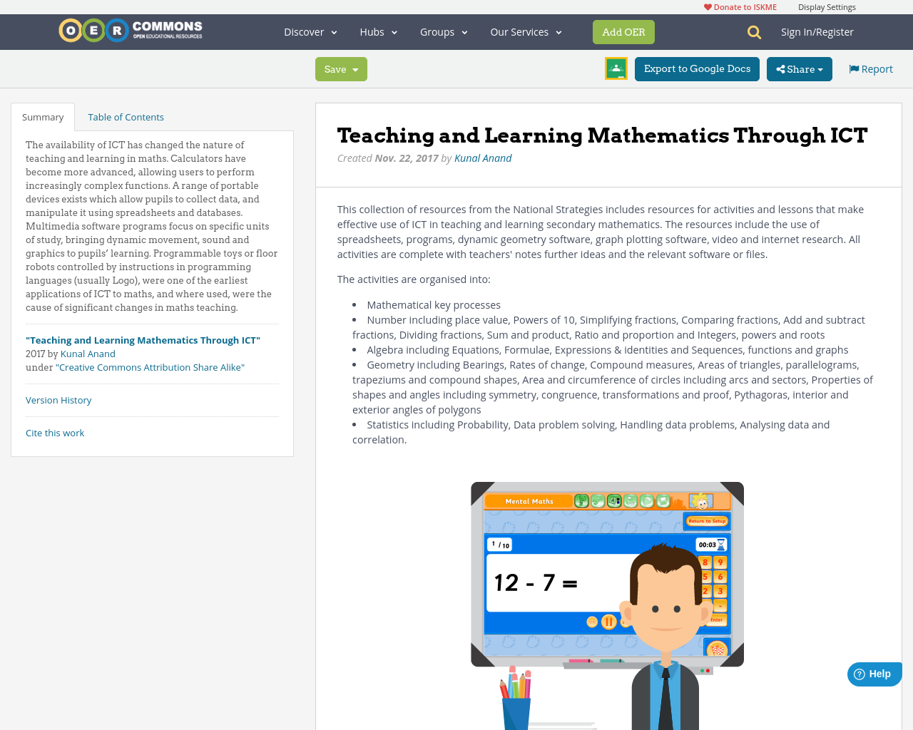 Teaching And Learning Mathematics Through Ict Oer Commons