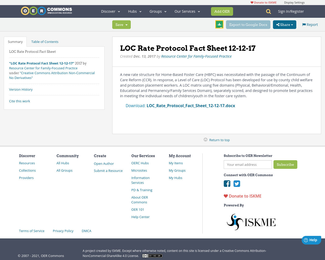 LOC Rate Protocol Fact Sheet 12-12-17 | OER Commons