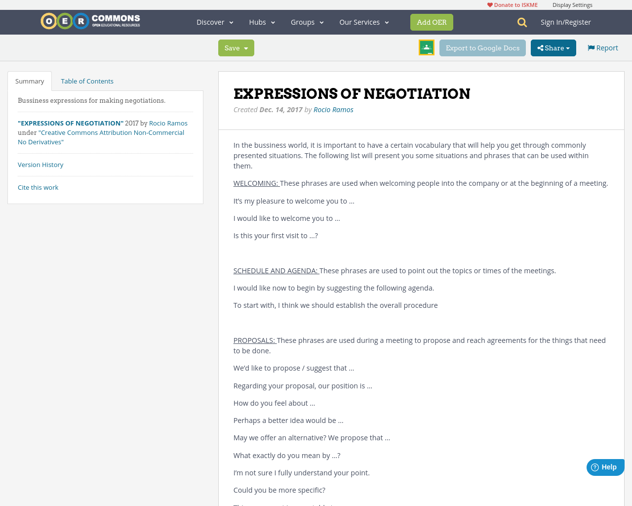 EXPRESSIONS OF NEGOTIATION | OER Commons