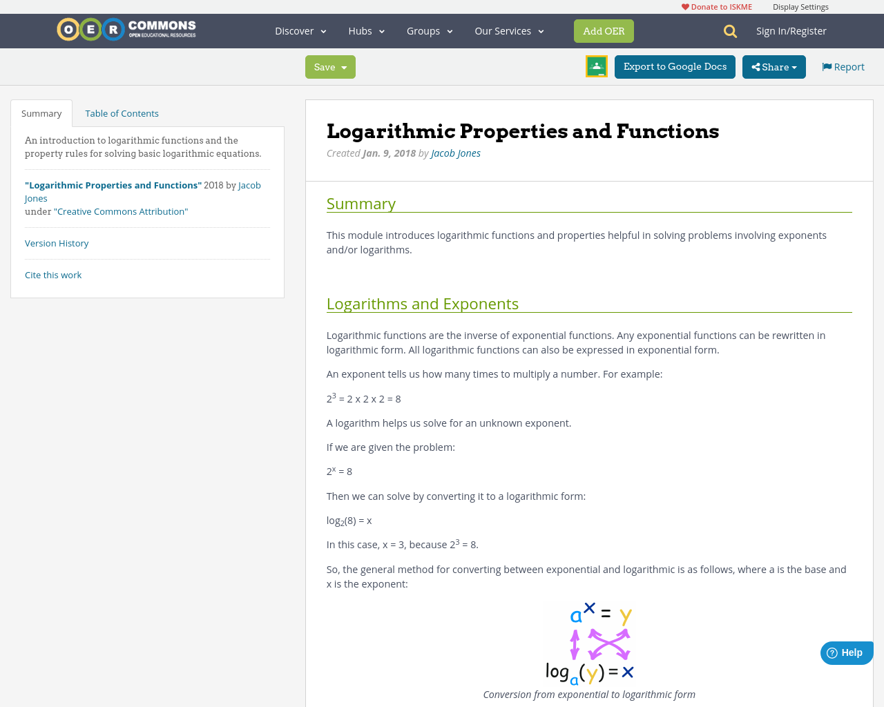 Logarithmic Properties and Functions | OER Commons