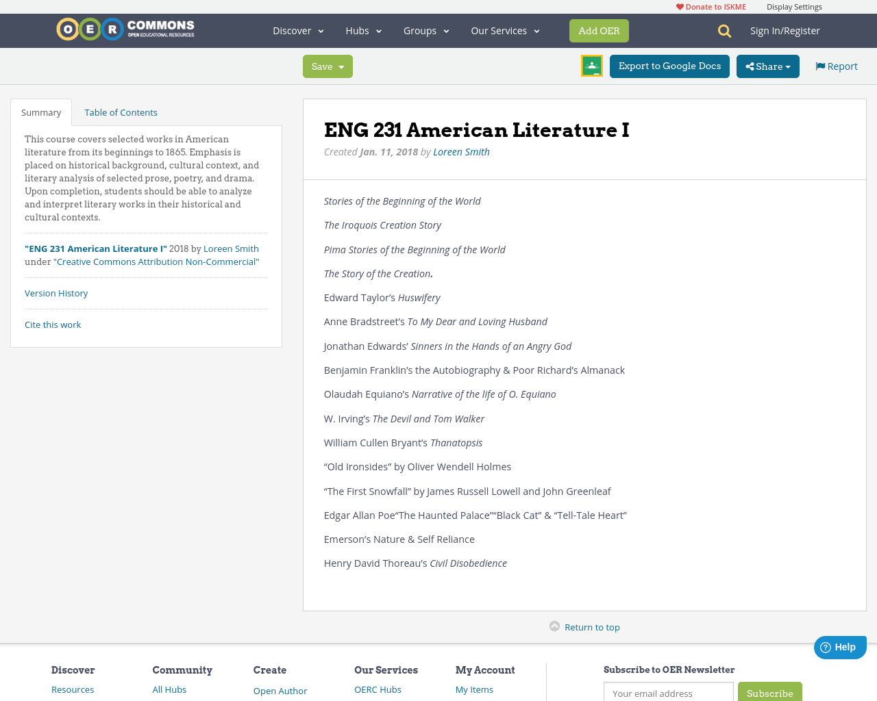 ENG 231 American Literature I | OER Commons