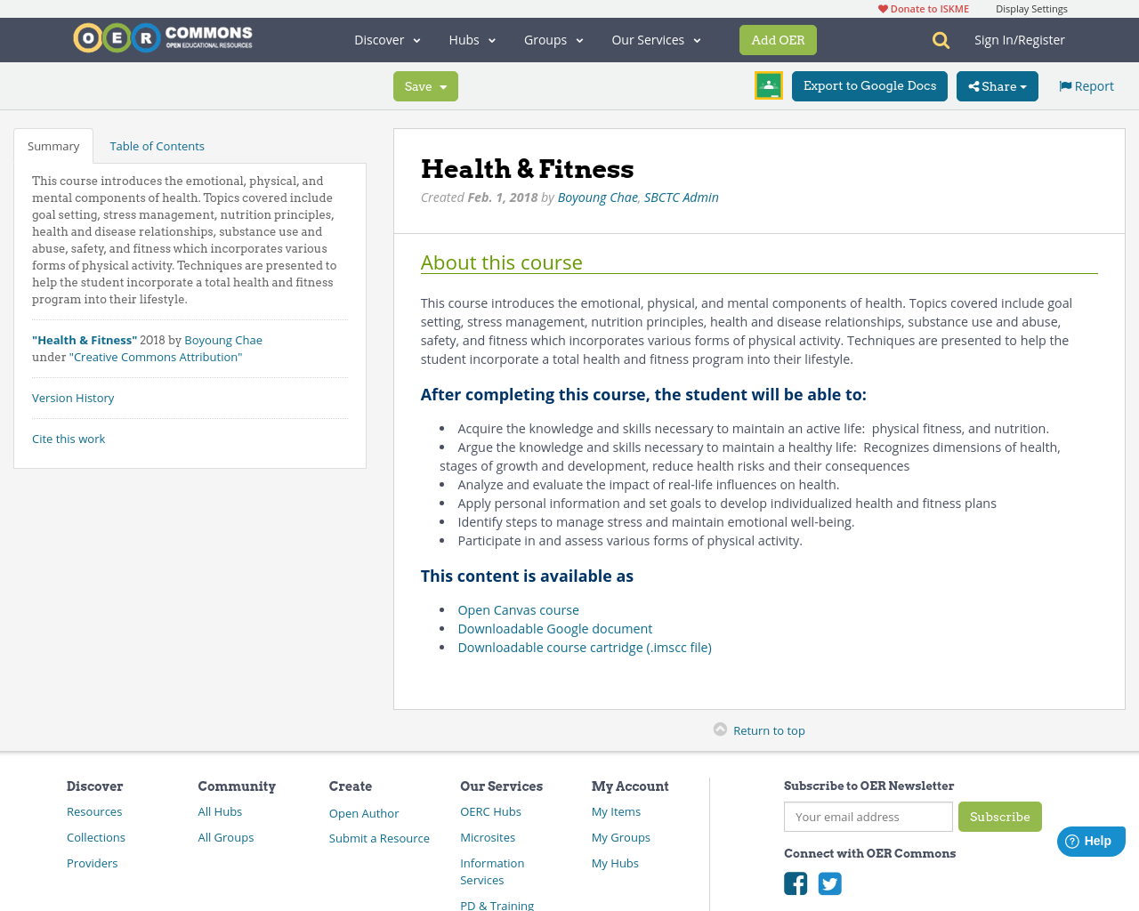 Health & Fitness | OER Commons