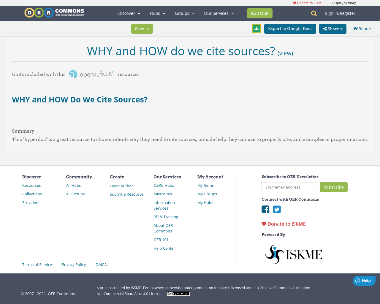 WHY and HOW do we cite sources? | OER Commons