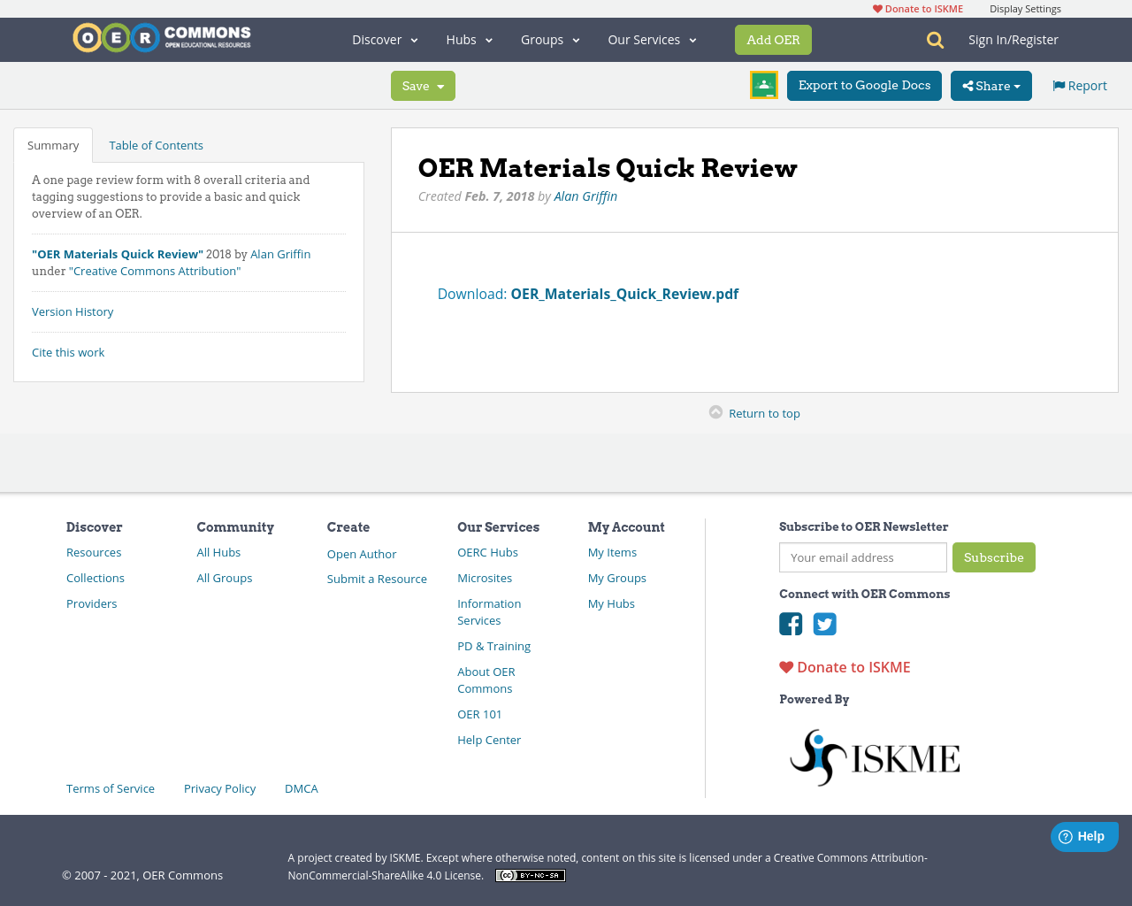 OER Materials Quick Review | OER Commons