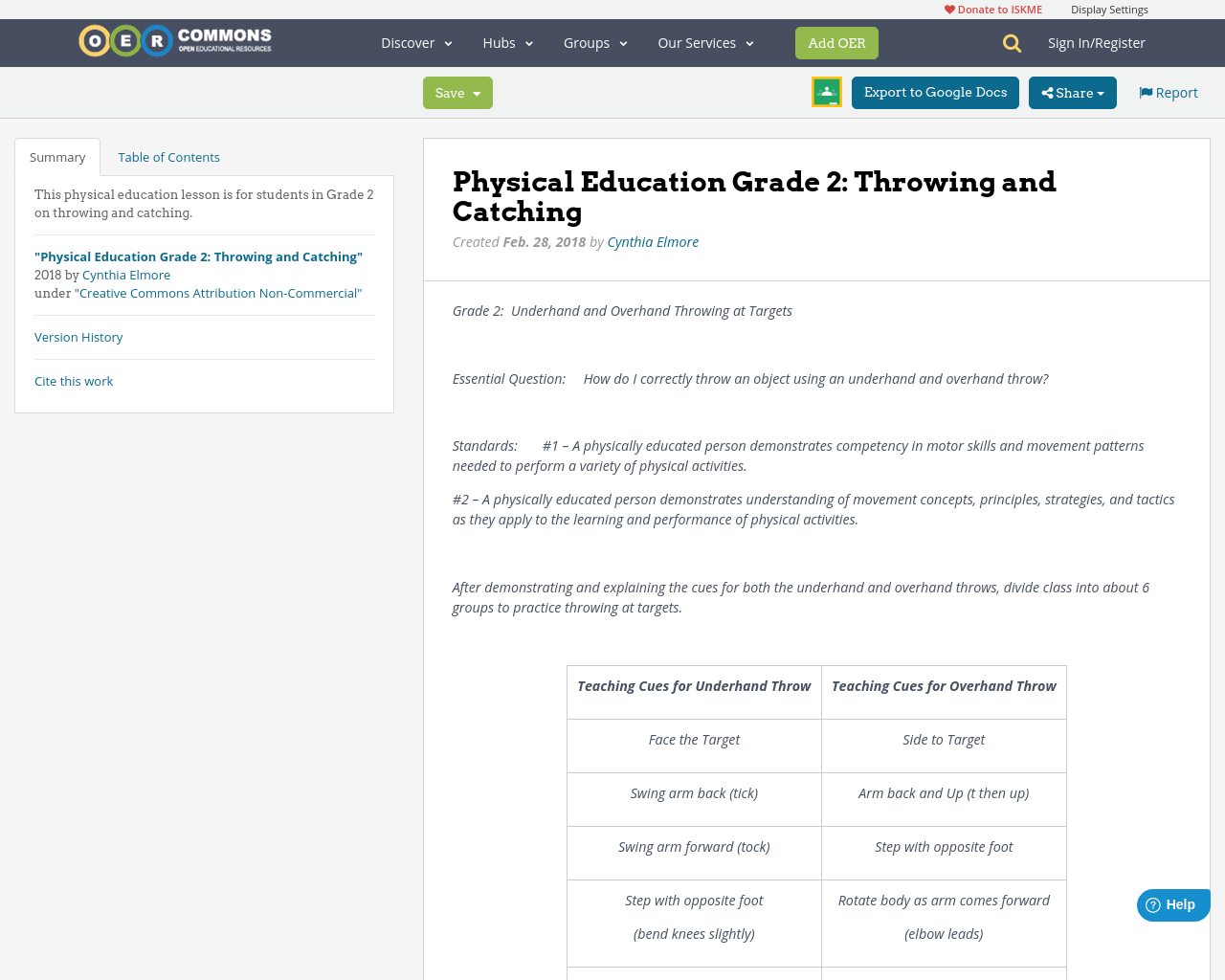 Physical Education Grade 2: Throwing and Catching | OER Commons