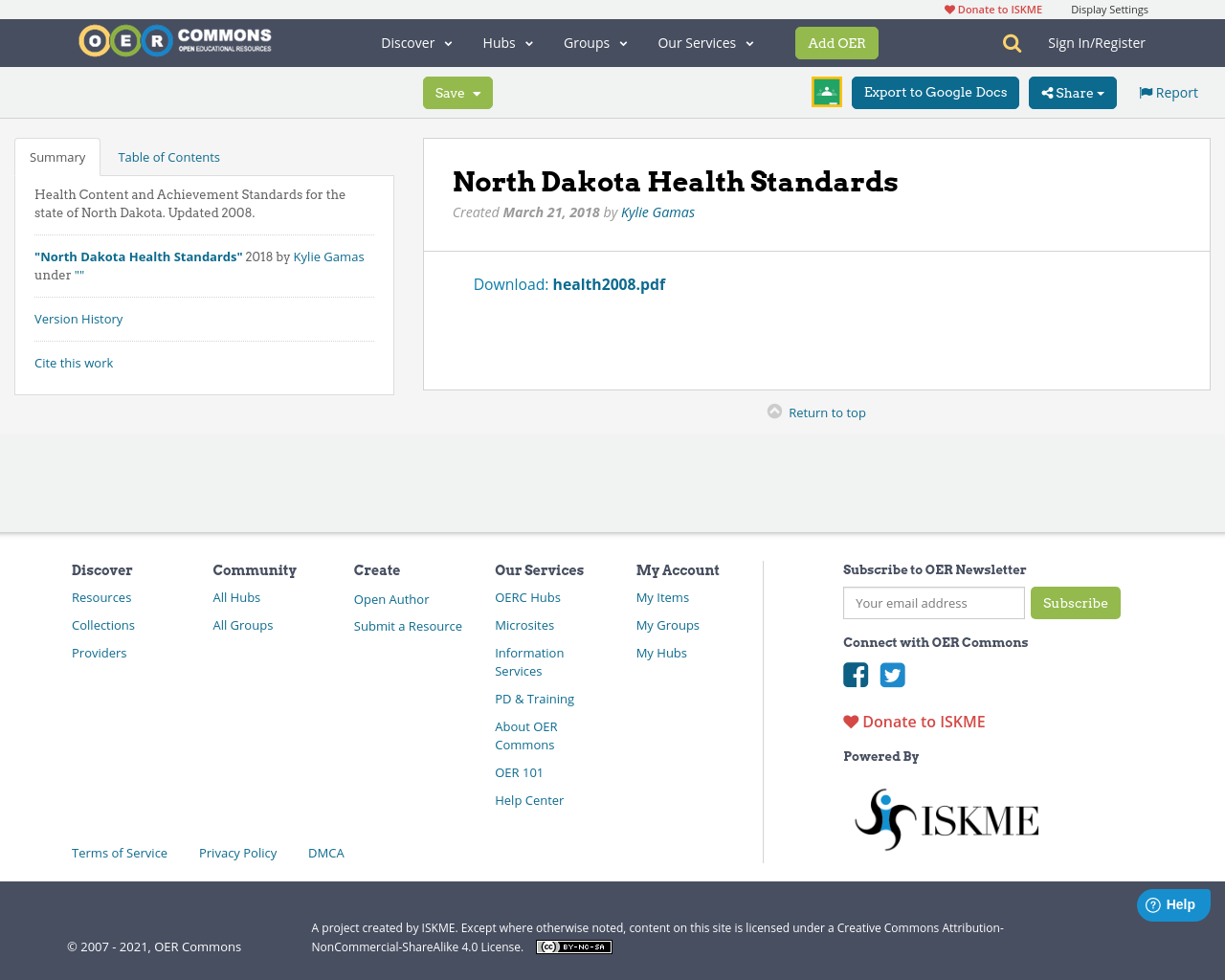North Dakota Health Standards | OER Commons