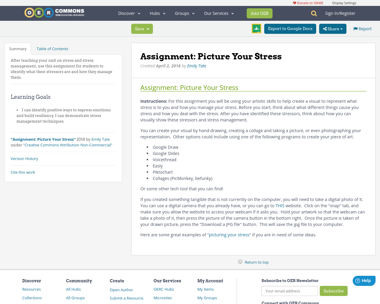 Assignment: Picture Your Stress | OER Commons