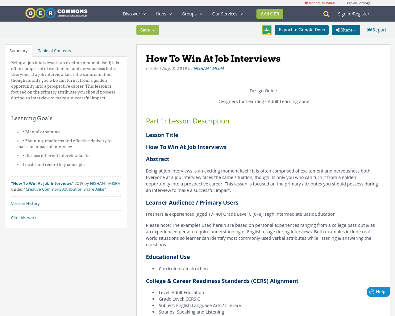 How To Win At Job Interviews | OER Commons