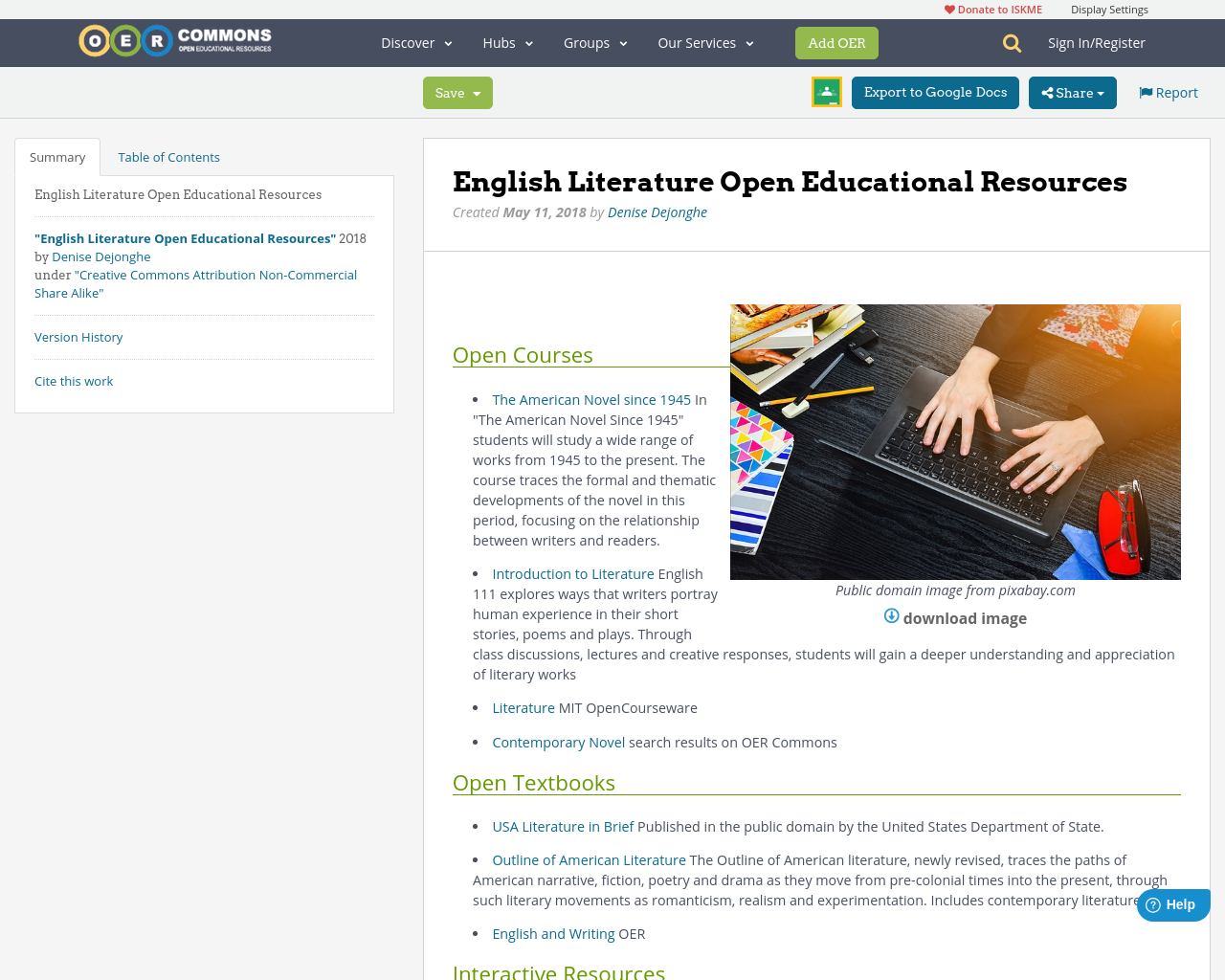 English Literature Open Educational Resources | OER Commons