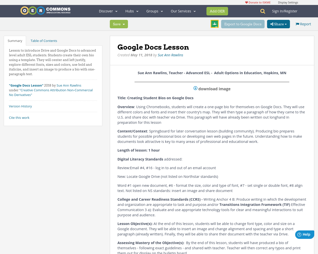 Google Docs Lesson | OER Commons