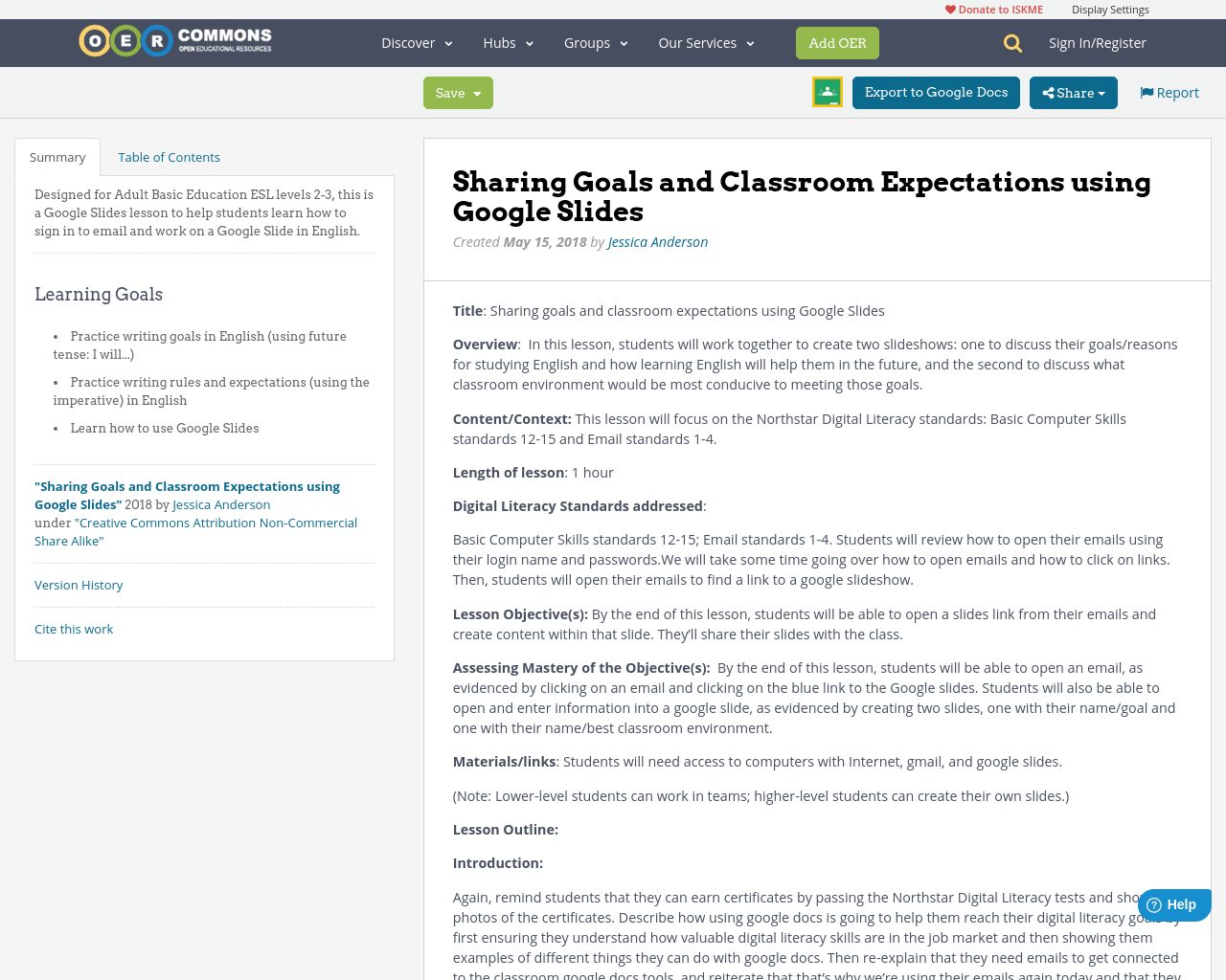 Sharing Goals and Classroom Expectations using Google Slides | OER Commons