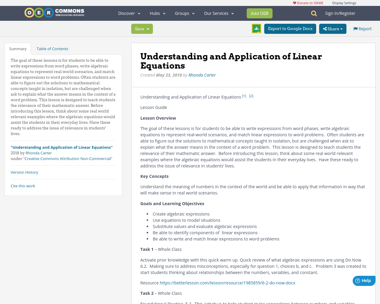 Understanding and Application of Linear Equations | OER Commons