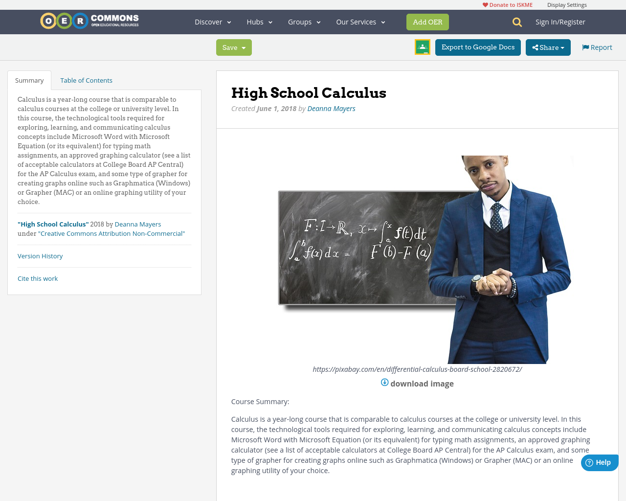 High School Calculus | OER Commons