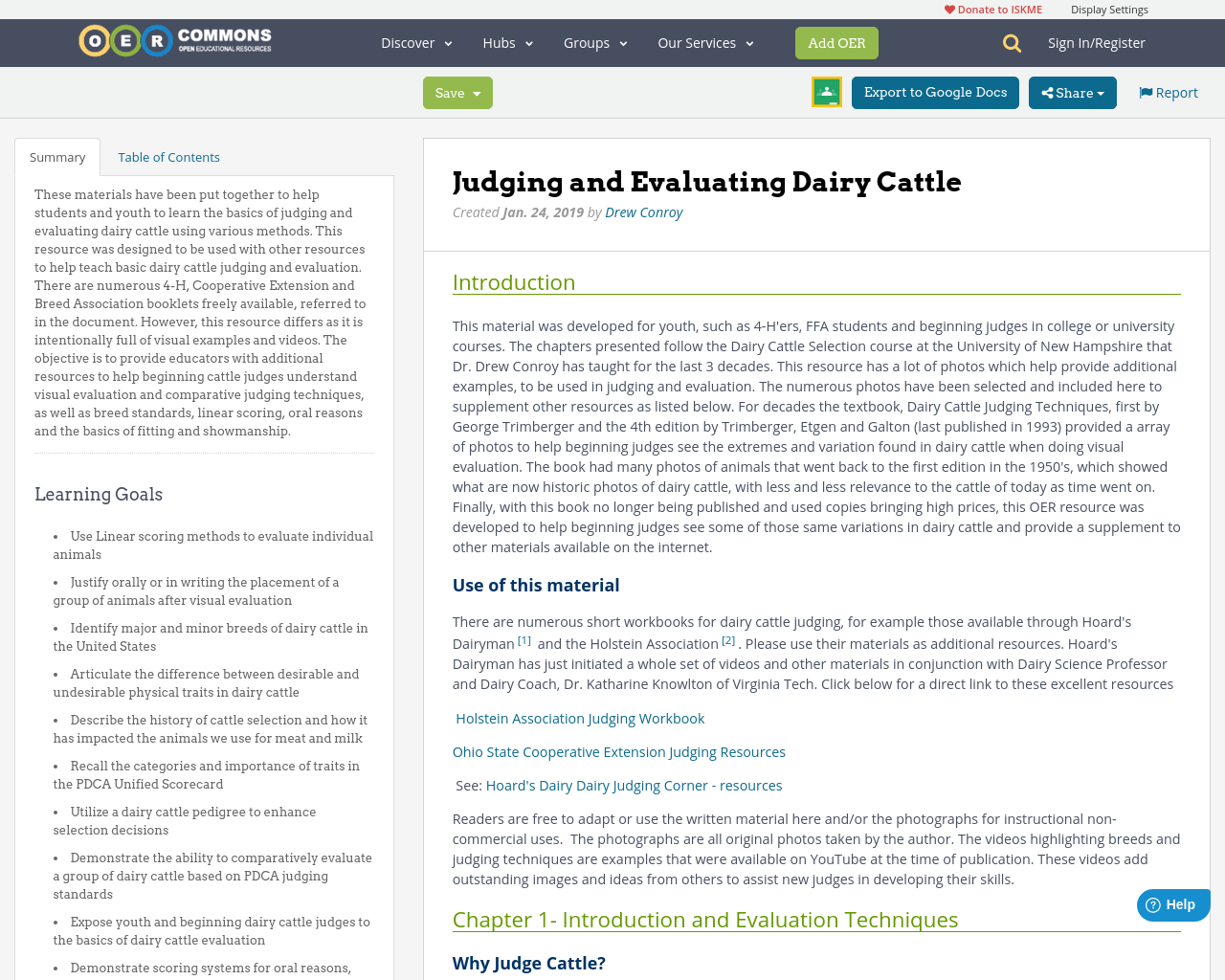 Judging and Evaluating Dairy Cattle | OER Commons