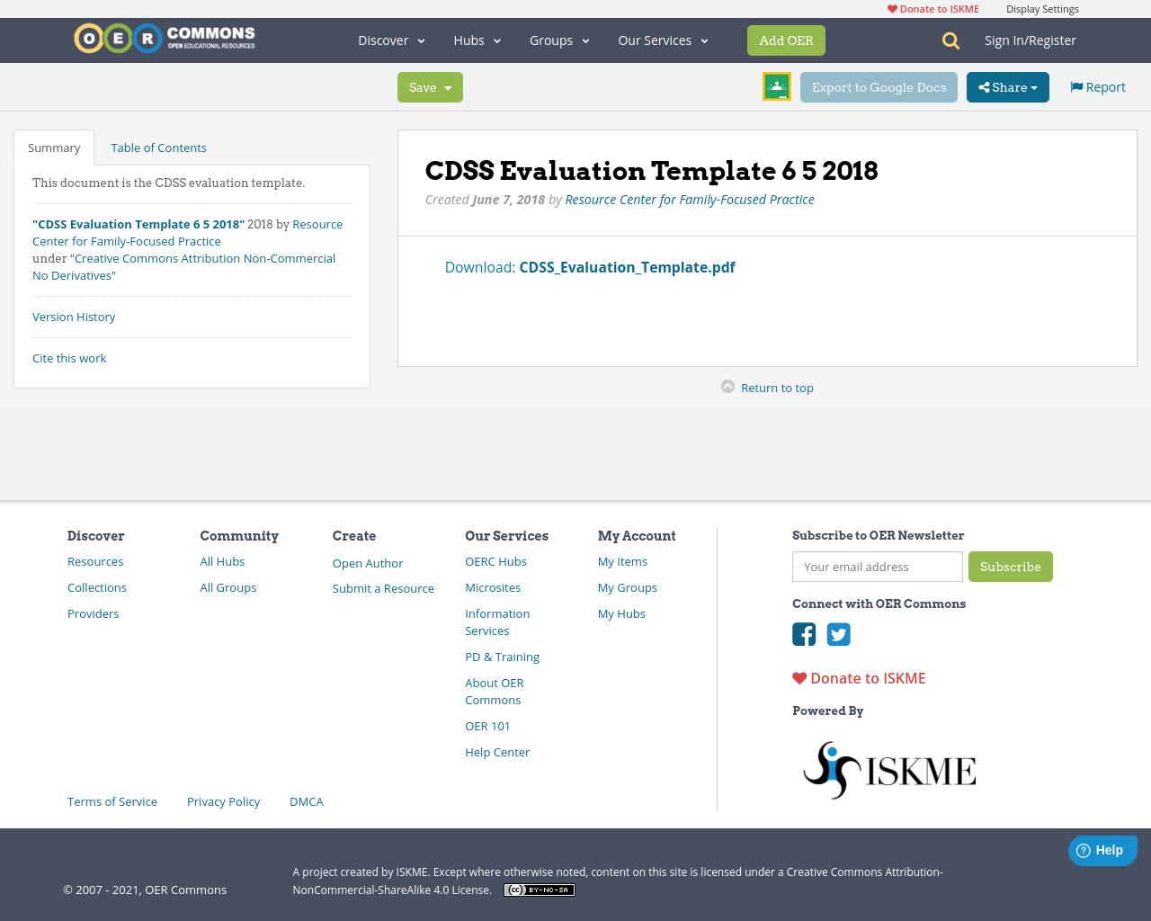 CDSS Evaluation Template 6 5 2018 | OER Commons