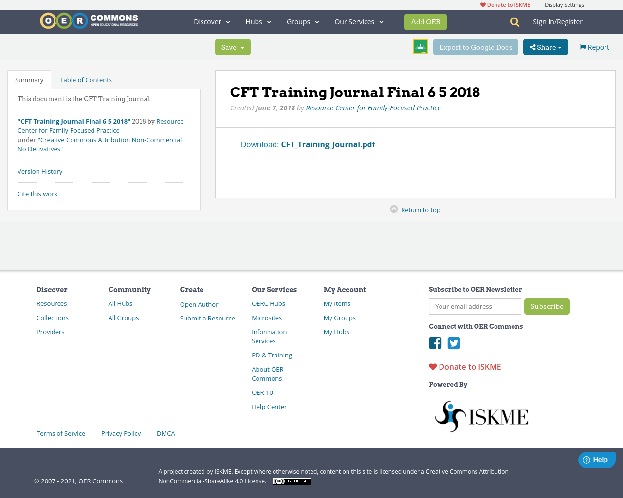 CFT Training Journal Final 6 5 2018 | OER Commons