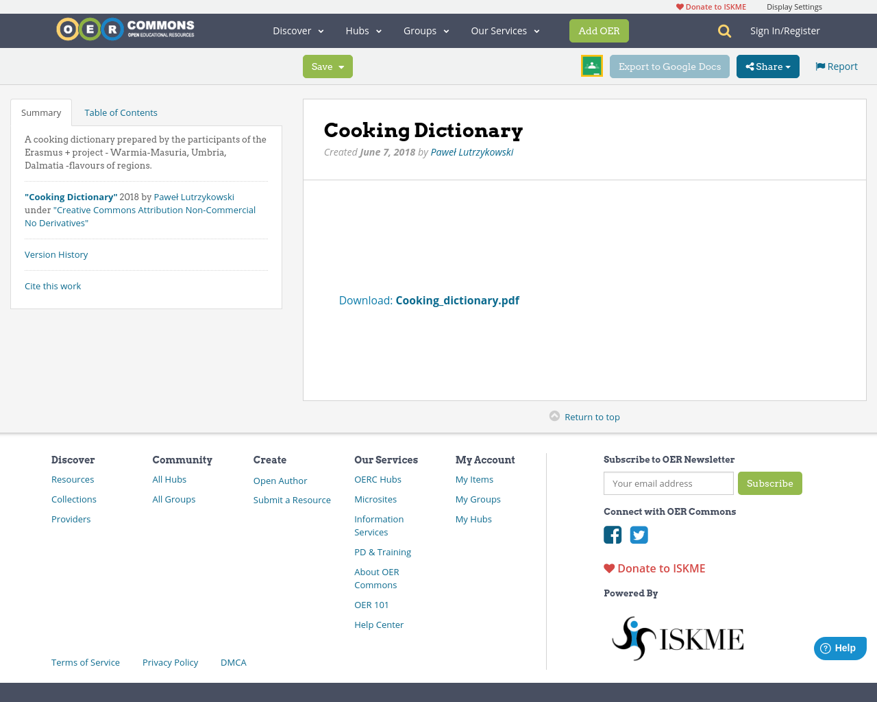 Cooking Dictionary | OER Commons