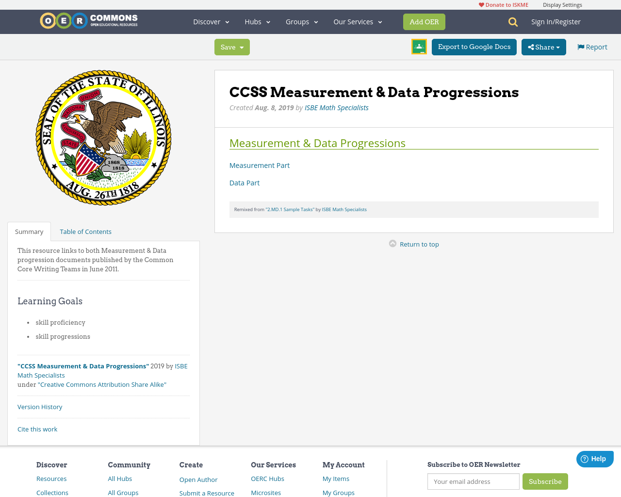 CCSS Measurement & Data Progressions | OER Commons