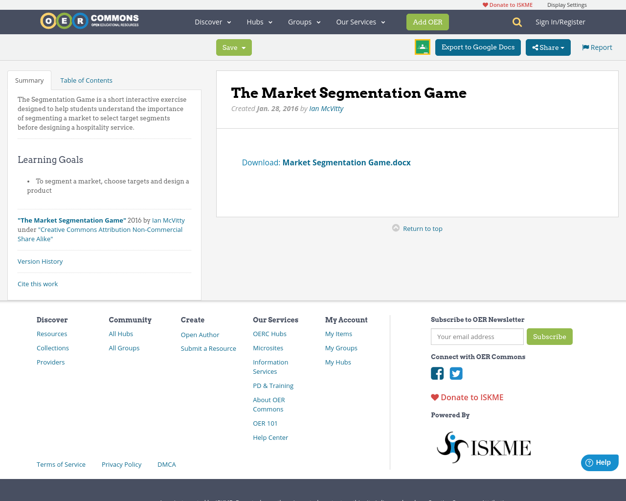 The Market Segmentation Game | OER Commons