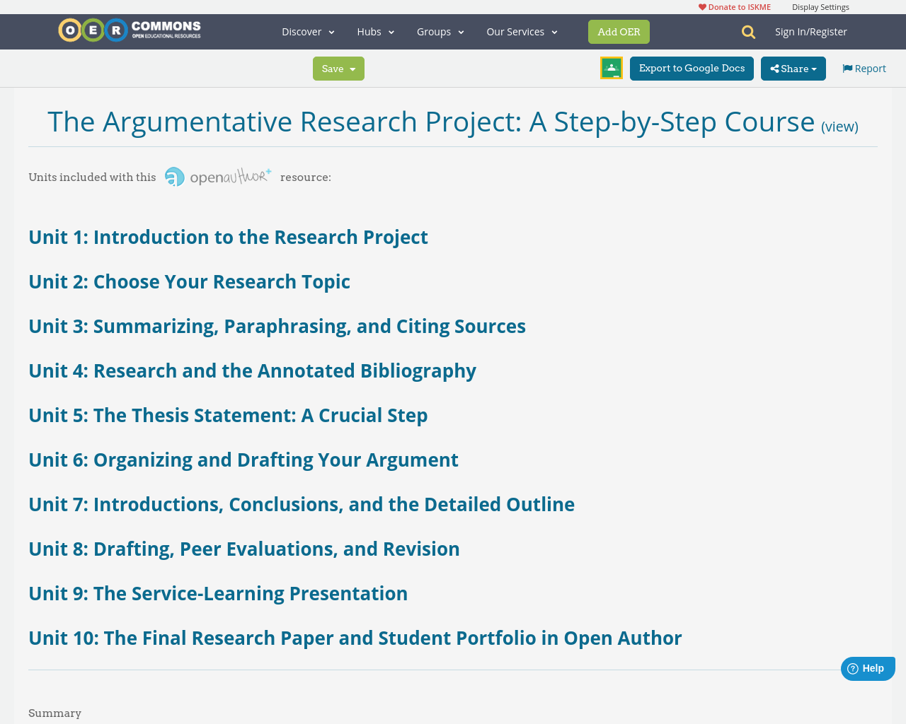 The Argumentative Research Project: A Step-by-Step Course | OER Commons
