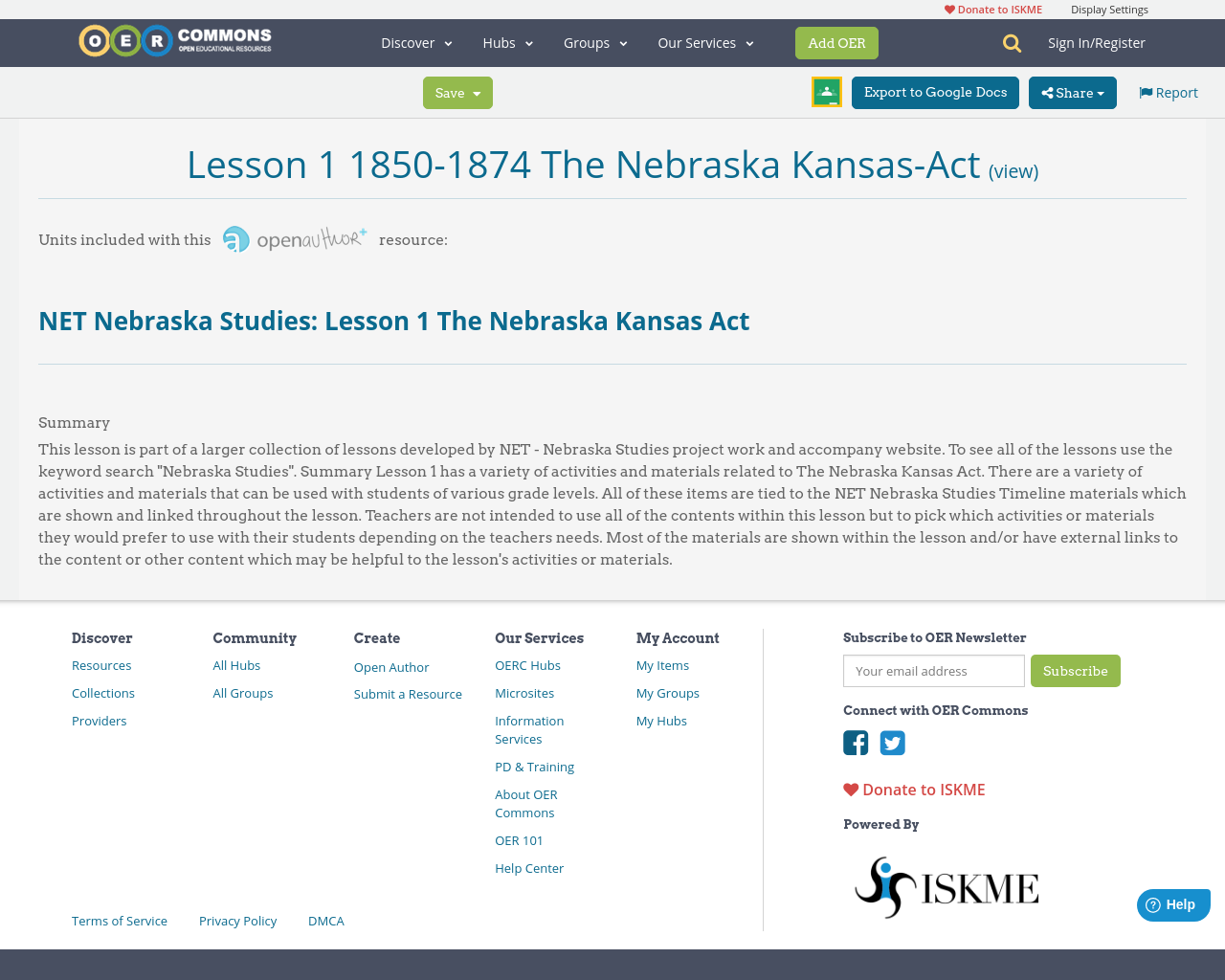 Lesson 1 1850-1874 The Nebraska Kansas-Act | OER Commons