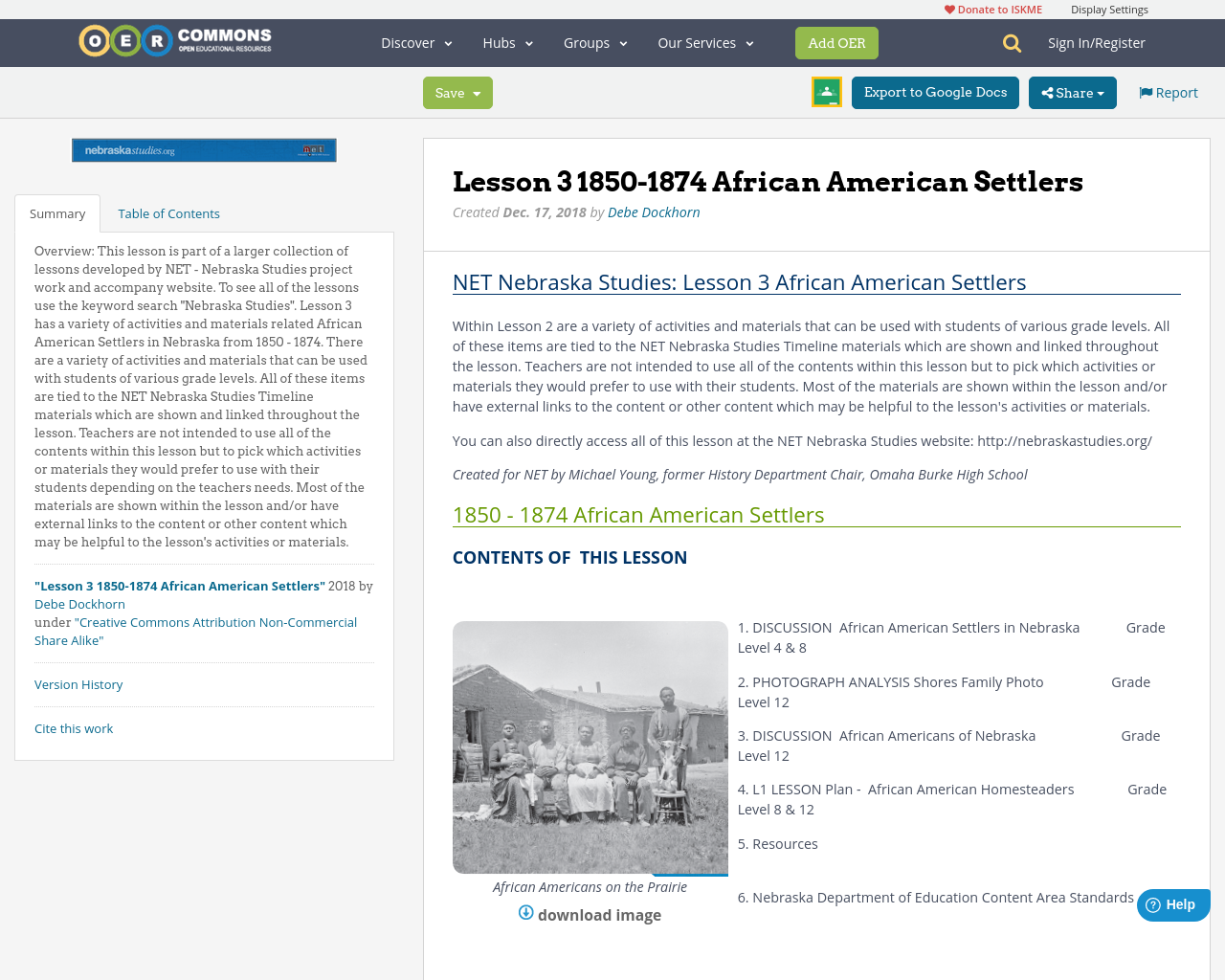 Lesson 3 1850-1874 African American Settlers | OER Commons