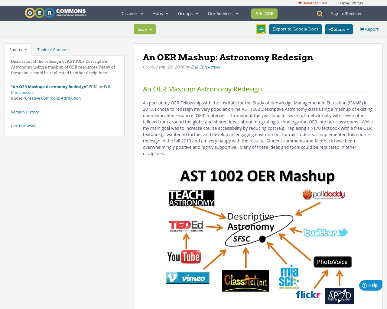 An Oer Mashup Astronomy Redesign Oer Commons