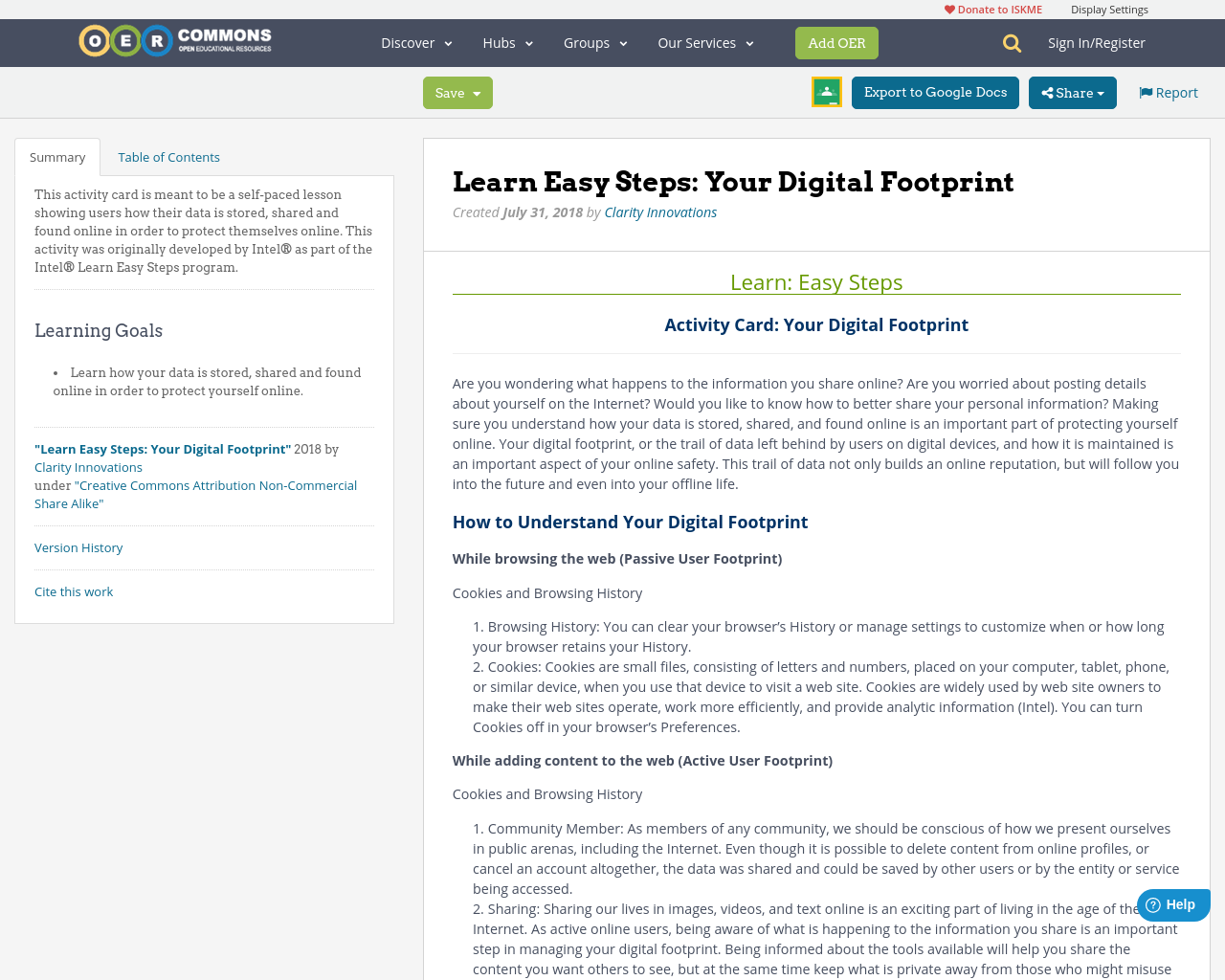 Learn Easy Steps: Your Digital Footprint | OER Commons