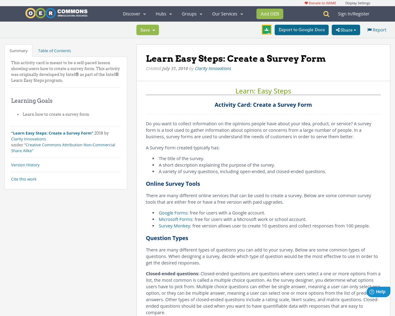 Learn Easy Steps: Create a Survey Form | OER Commons